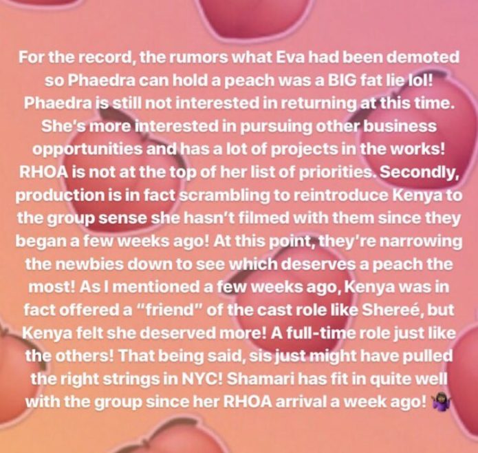 Kenya Moore Finally Admits RHOA Peach In Limbo, 'Not Up to Me'