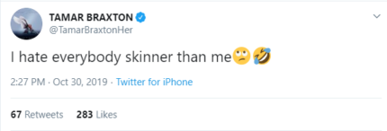 'I Like Being Thickems': Tamar Braxton Exclaims She's Over Getting Fit ...