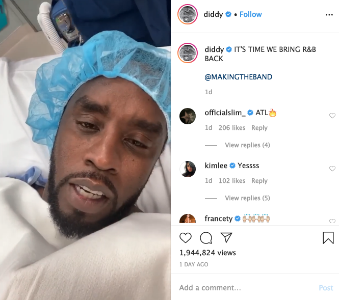 'It's Time We Bring R&B Back': Diddy Makes Declaration from Hospital ...