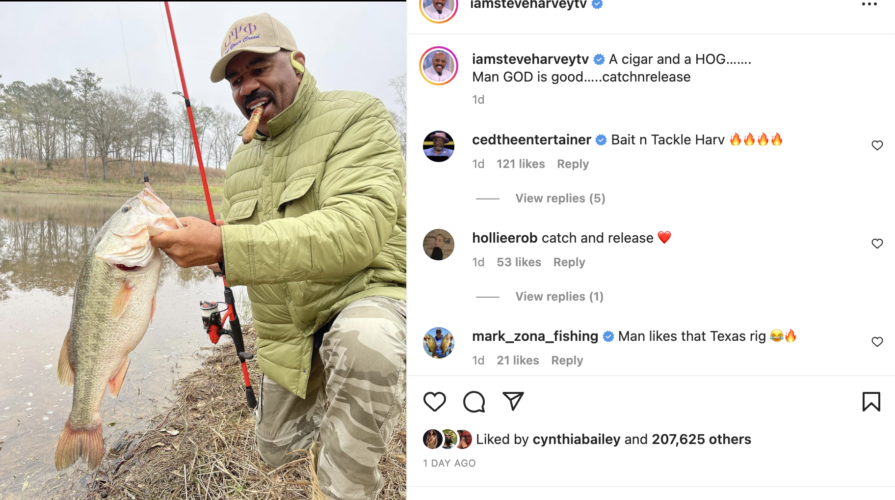 'A Cigar and a HOG': Steve Harvey Shows His Bass While Taking a Puff In ...