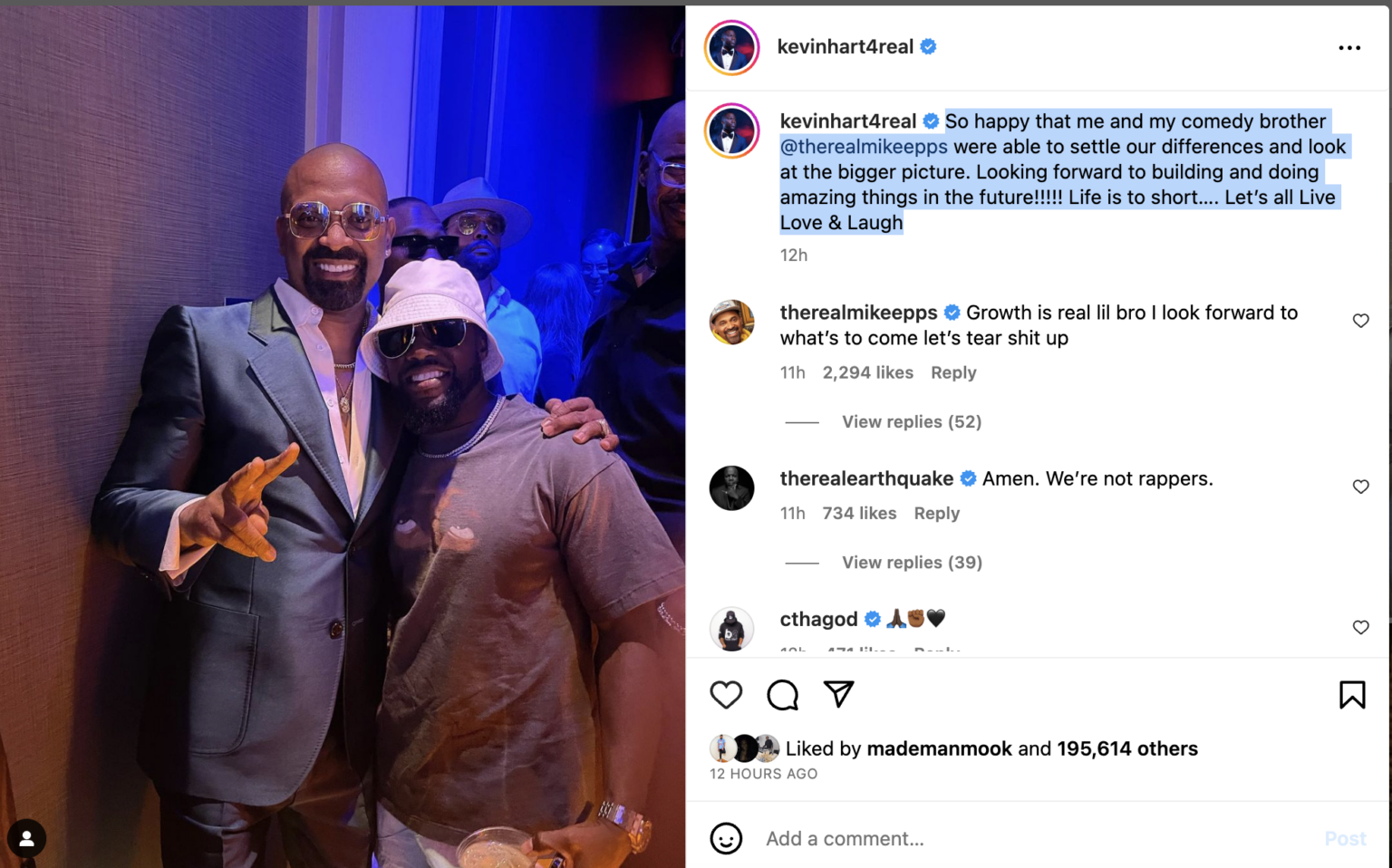 'We All Been Waitin for This!': Mike Epps and Kevin Hart Settle Their 'Differences' for Good ...