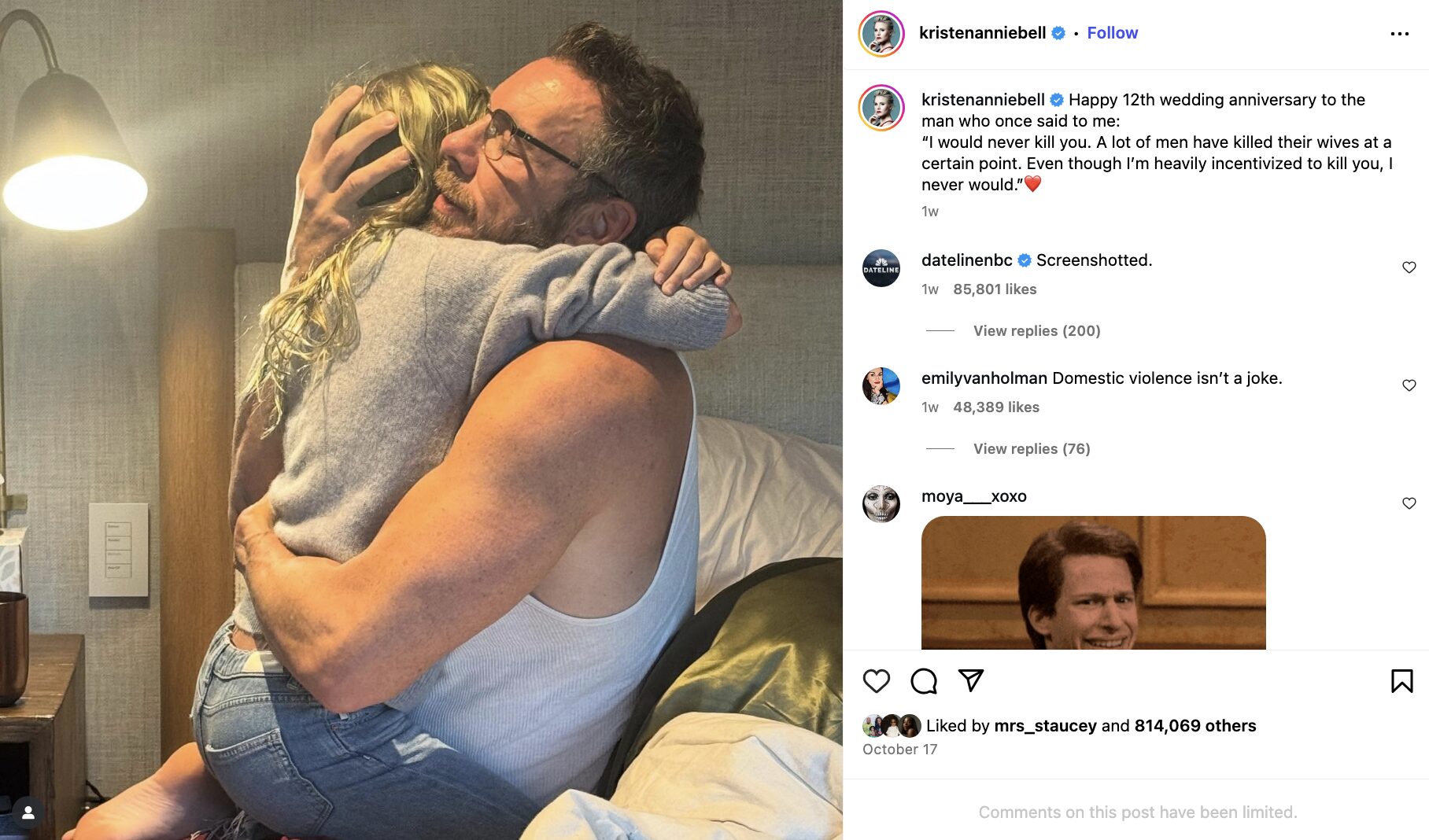 'Crazy Thing to Joke About': Kristen Bell’s Strange Anniversary Message ...
